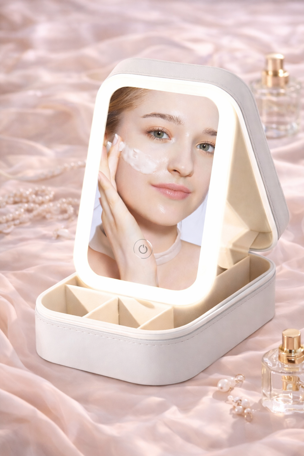 Smart Jewellery Box with LED Touch Mirror – White – Zelora Fashion